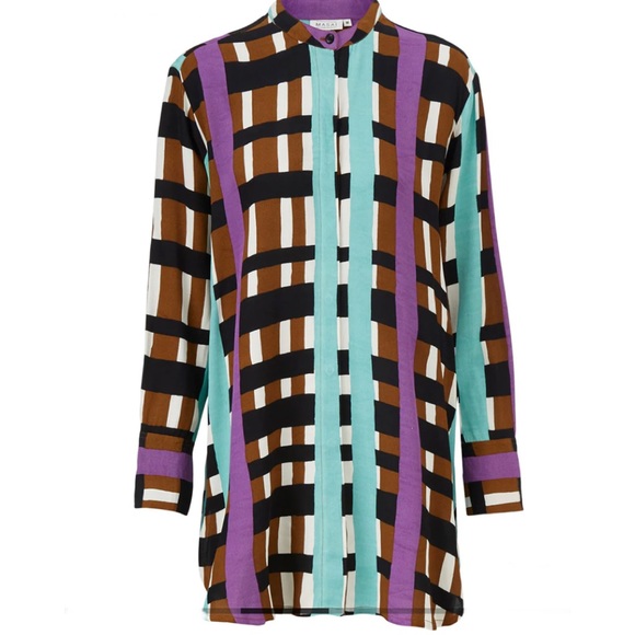 Masai | Tops | Nwt Masai Copenhagen Iris Buttonup Sunset Purple Grid ...